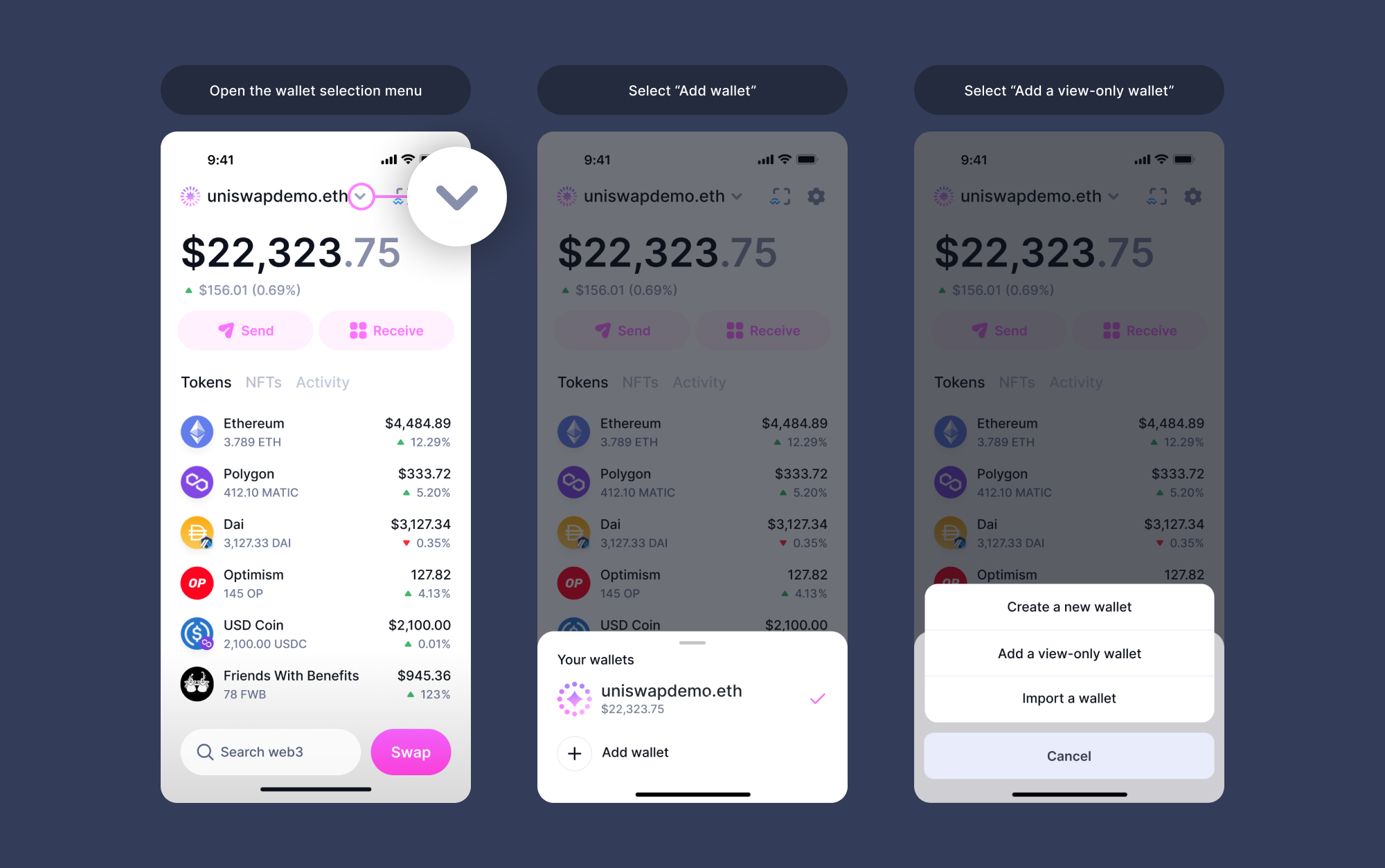 How to add a view only wallet – Uniswap Labs