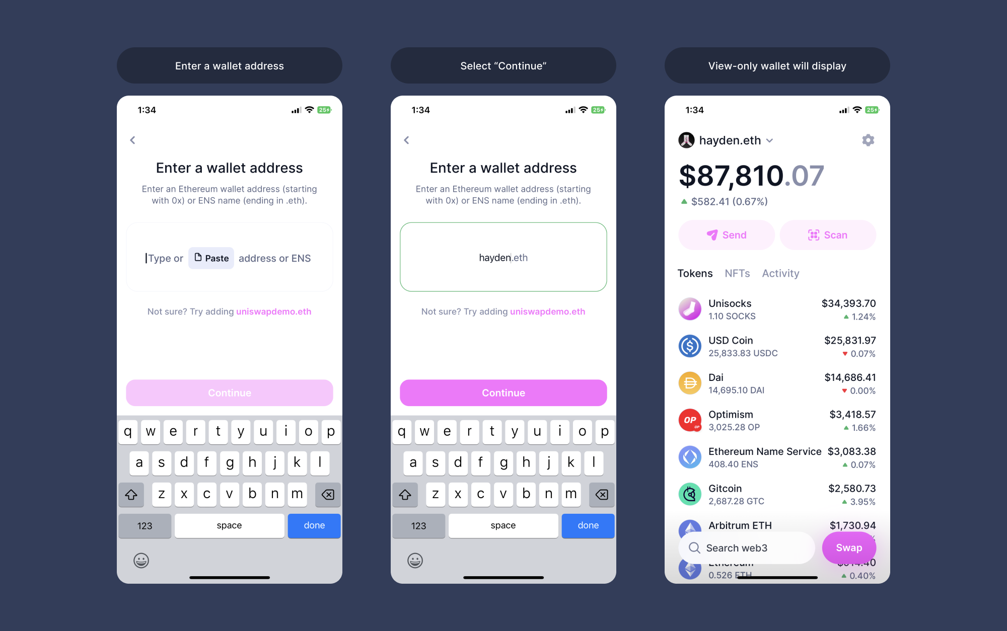 How to add a view only wallet – Uniswap Labs