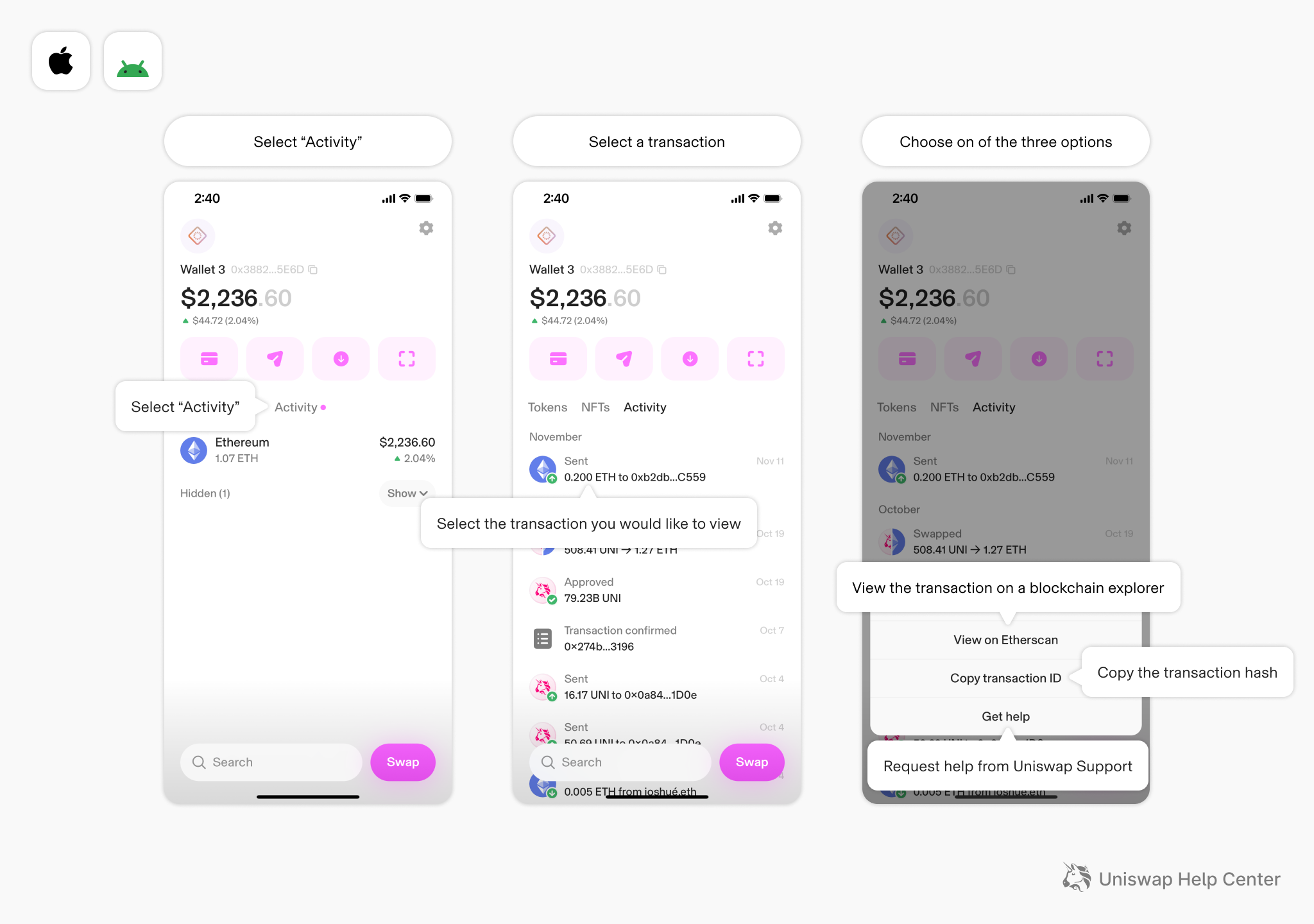 How to view your Uniswap Wallet activity – Uniswap Labs