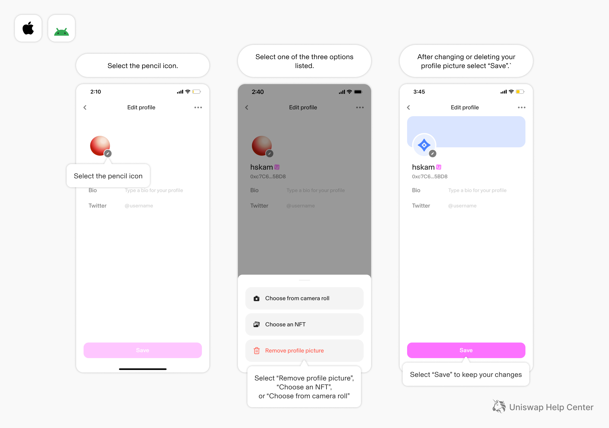 How to change or remove a Uniswap Wallet profile picture – Uniswap Labs