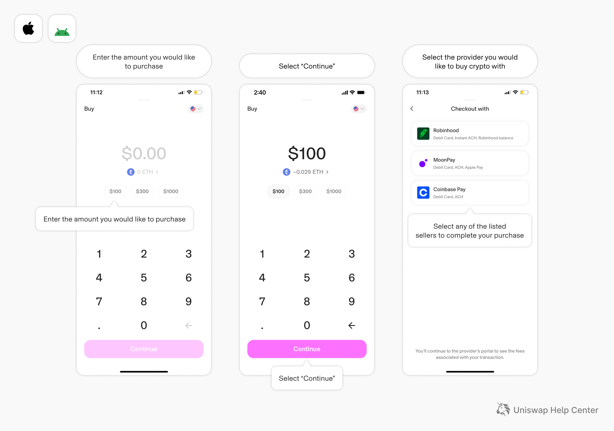 How to buy crypto in the Uniswap Wallet – Uniswap Labs