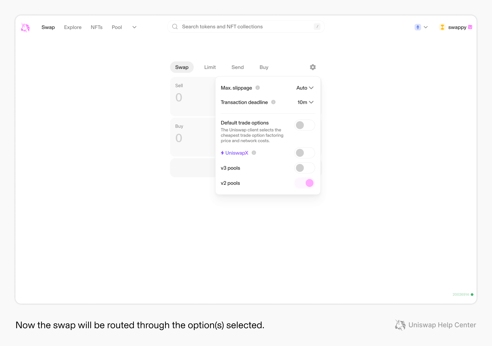 How to change default trade options – Uniswap Labs