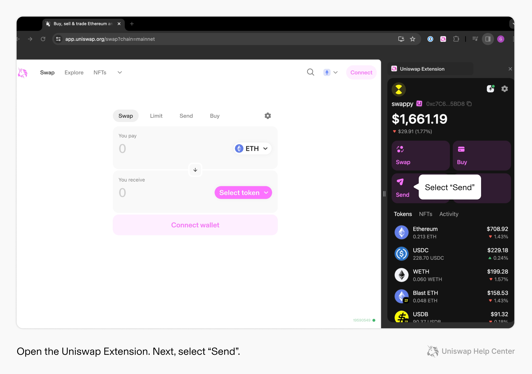 How to send tokens using the Uniswap Extension – Uniswap Labs